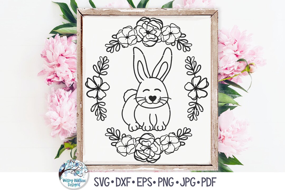 Floral Rabbit SVG, Rabbit With Flowers, Easter Bunny With Flowers ...