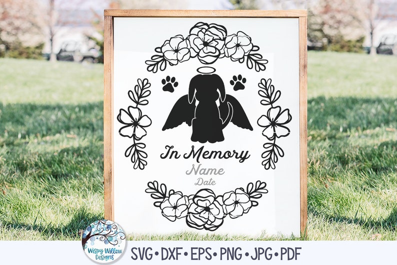 In Memory of Dog Svg, in Memory Angel Dog Svg, Oval Flower SVG, in ...