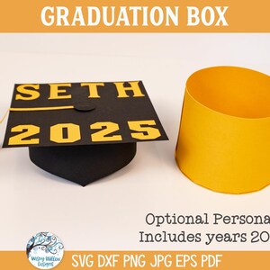Graduation Cap Box SVG File for Cricut, DIY Papercut Money Holder Gift ...