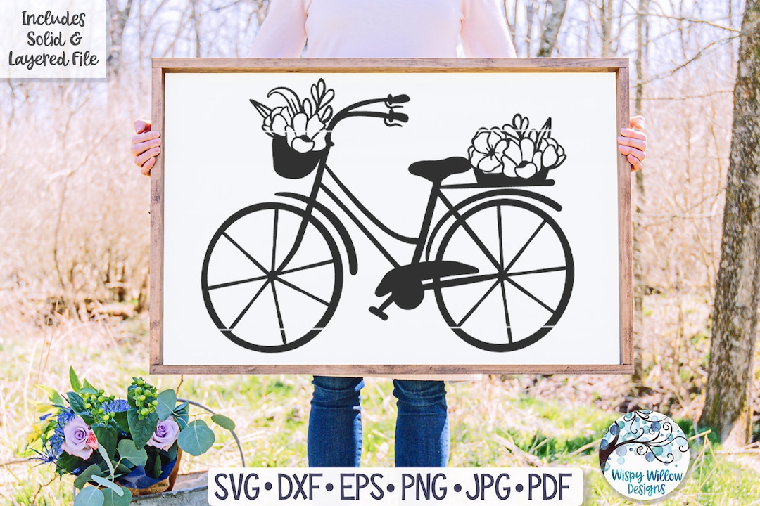 Floral Bicycle SVG, Bike Svg, Bike With Flowers, Bicycle With Flowers ...