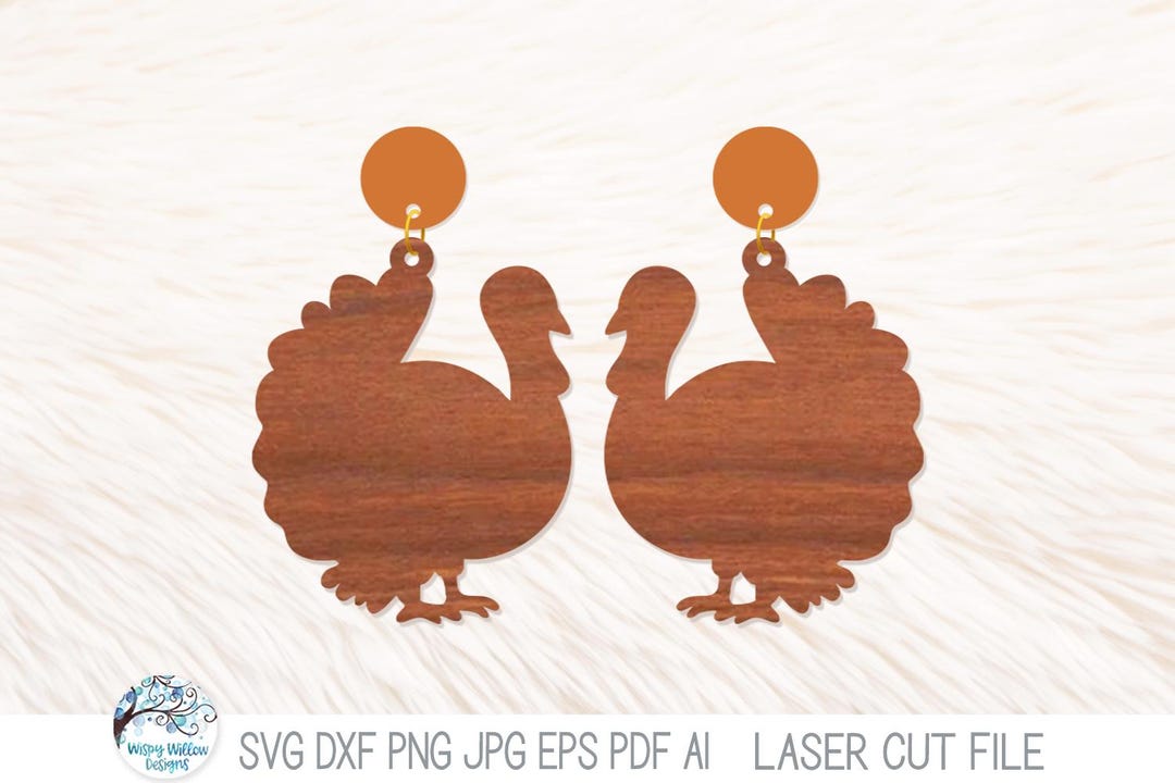 Thanksgiving Turkey Earring SVG File for Laser Cutter, Fall Holiday ...