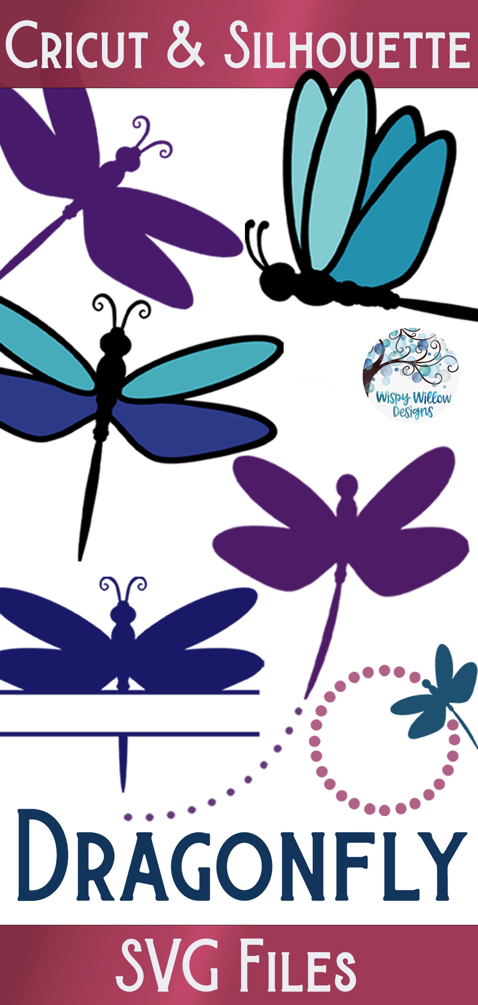 Dragonfly SVG Bundle Dragonfly Silhouette Monogram Outline - Etsy