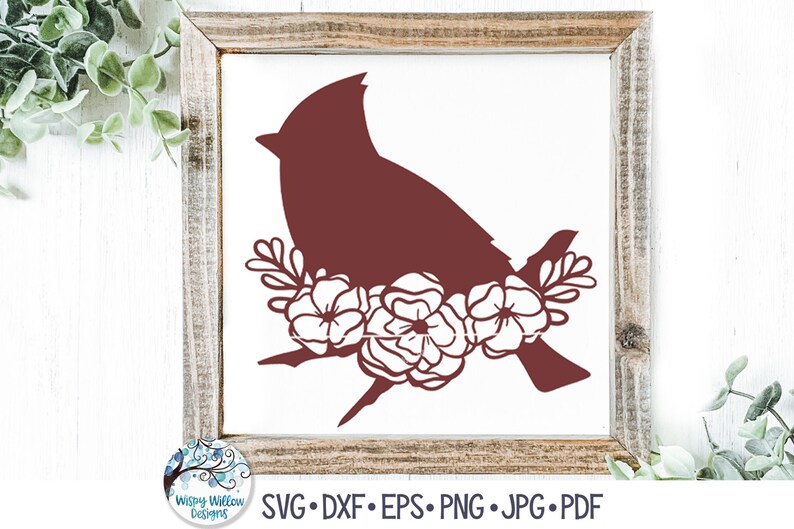 Cardinal SVG Floral Cardinal SVG Cardinal With Flowers Bird | Etsy
