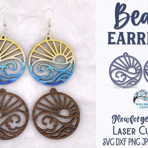 Beach Earring SVG File for Glowforge or Laser Cutter, Sunrise Over ...