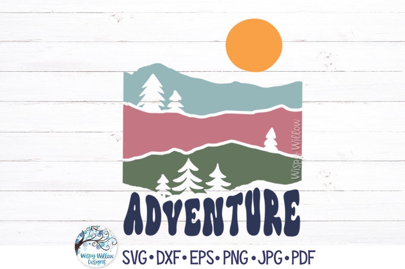 Adventure SVG for Cricut, Mountain Landscape With Sun PNG, Outdoor ...