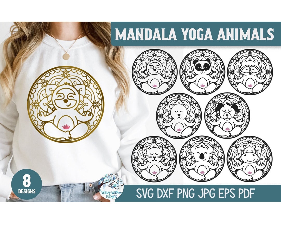 Mandala Yoga Animals SVG Bundle, Vinyl Decal Files for Cricut ...