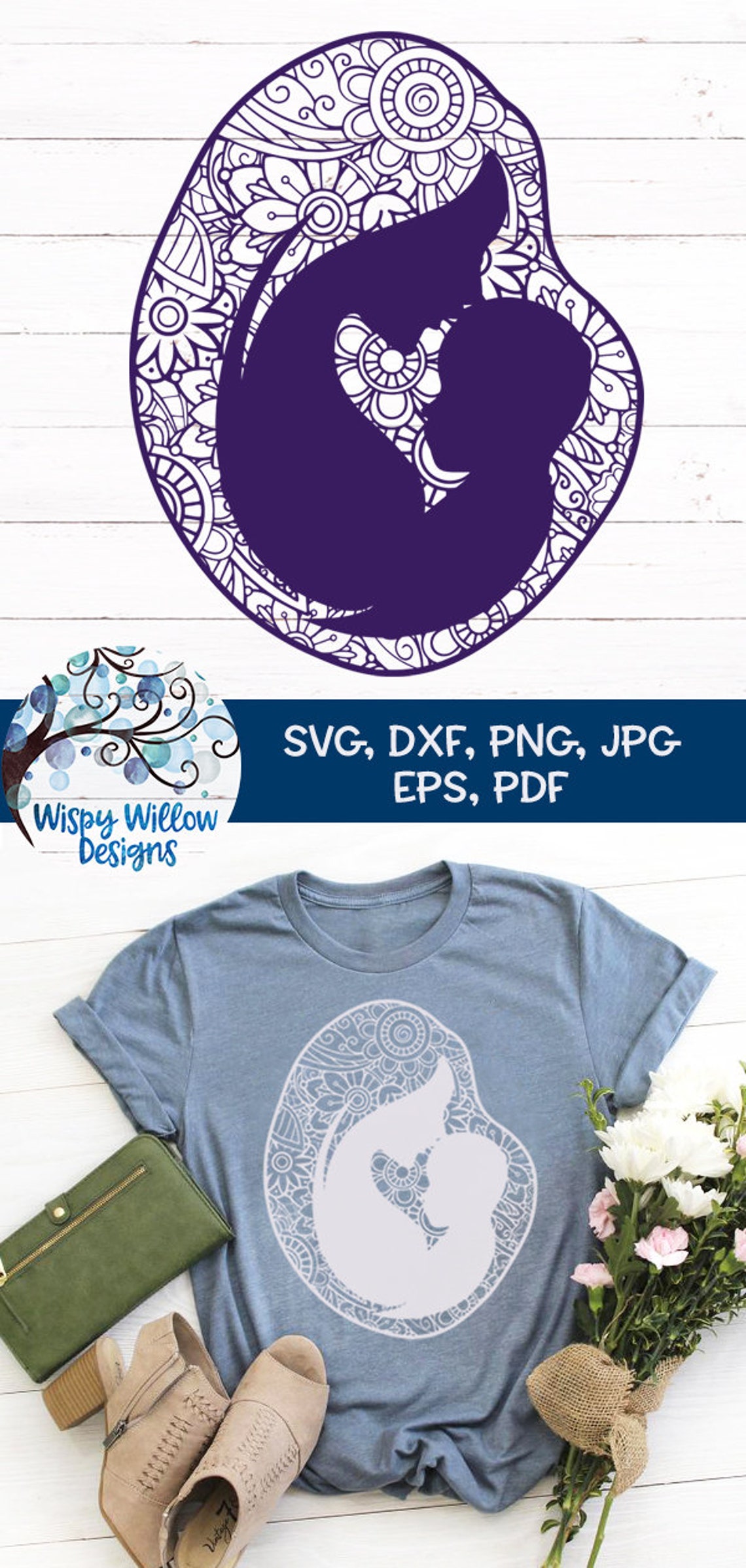 Mother Baby Zentangle SVG DXF Pdf Png Jpeg Digital - Etsy