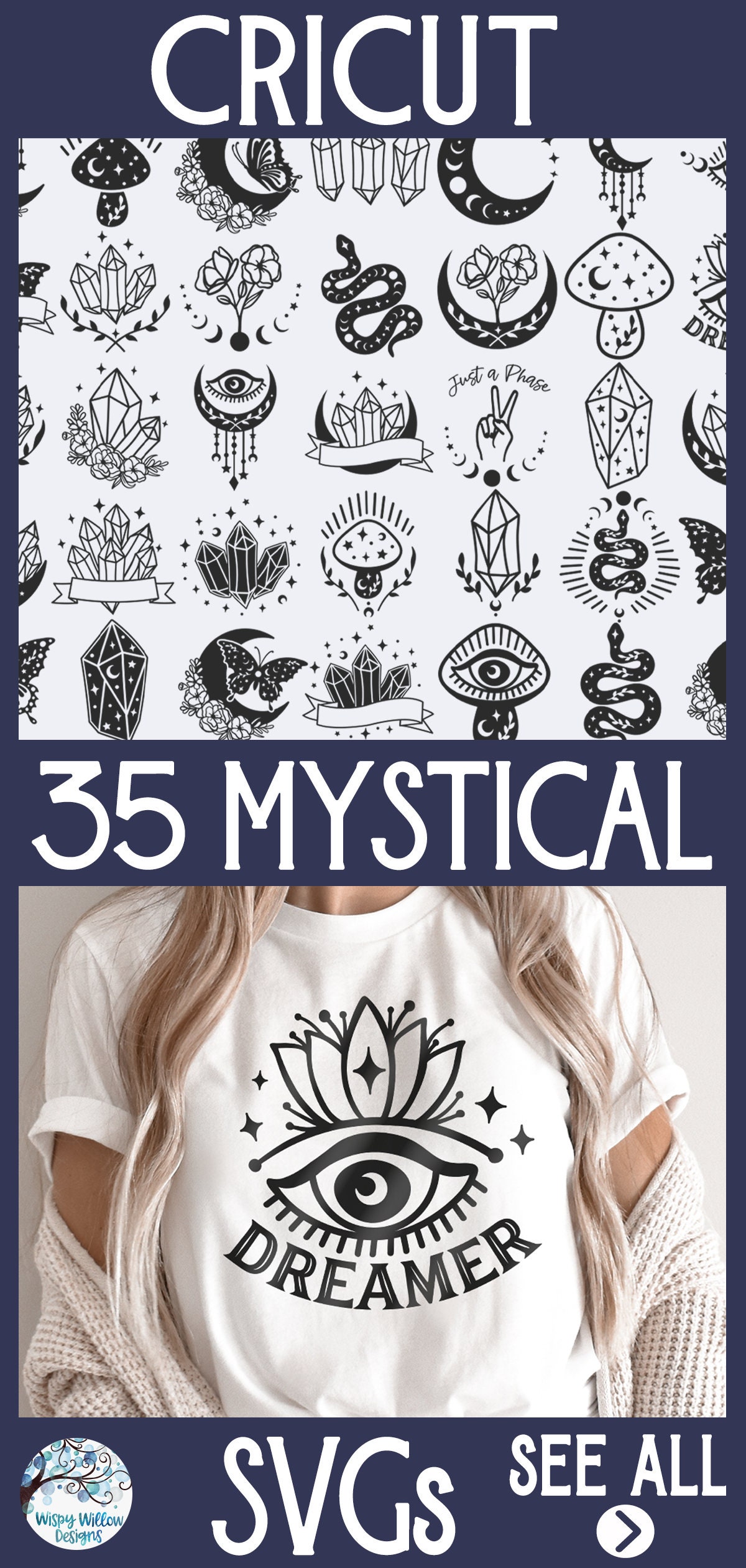 Mystical SVG Bundle, 35 Witchy Magical Cut Files for Cricut, Celestial ...