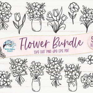 Flower SVG Bundle 50 Flower SVG Cut Files Hand Drawn | Etsy Canada