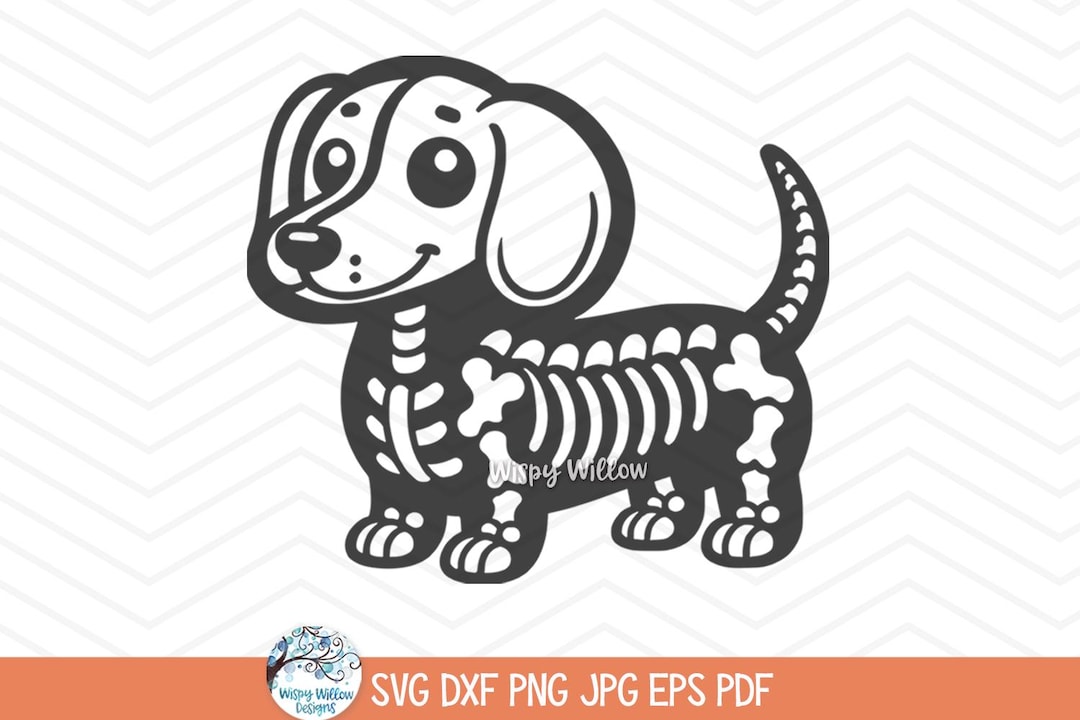 Dachshund Dog Skeleton SVG for Cricut, Pet Animal Skeleton Bones ...