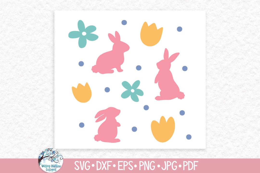 Easter Bunny Pattern SVG for Cricut, Floral Easter Print PNG, Cute ...