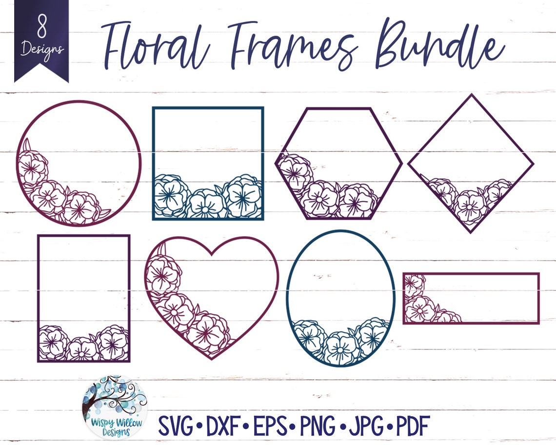 Floral Frames SVG Bundle Monogram Frame Circle With Flowers | Etsy