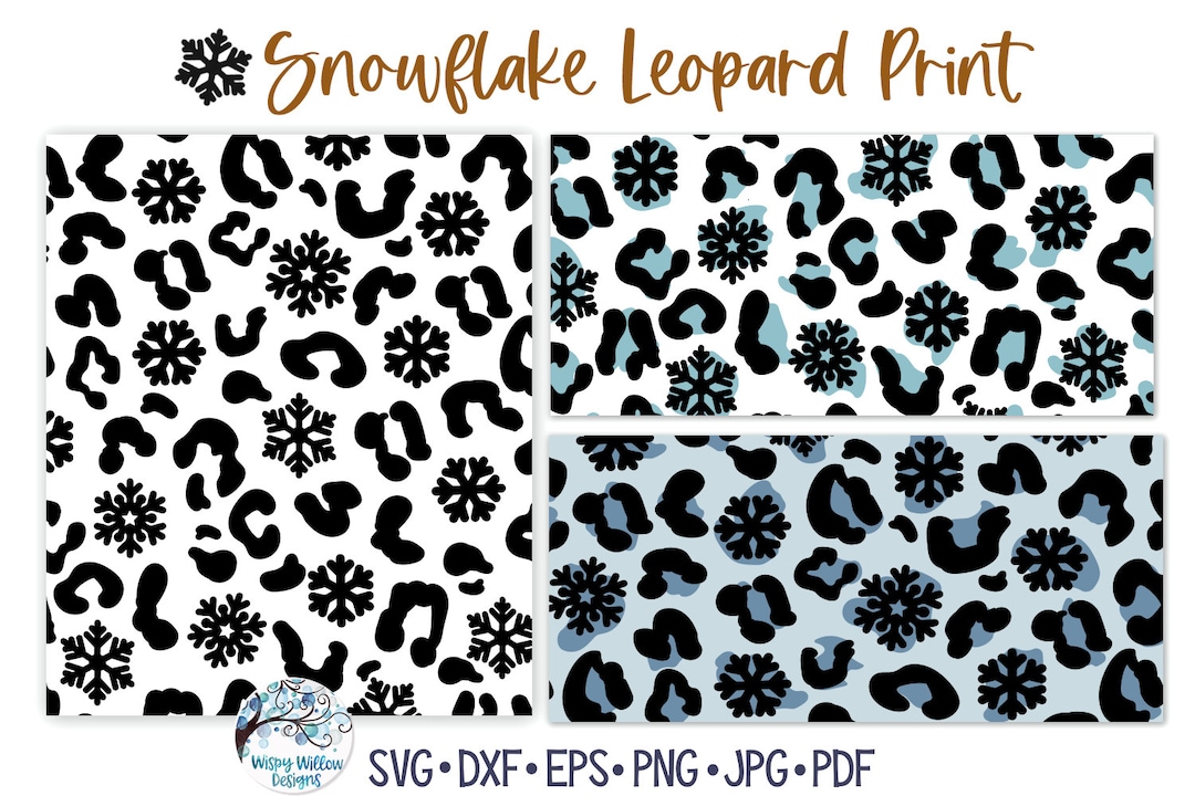 Snowflake Leopard Print SVG Bundle for Cricut, Winter Holiday Animal ...