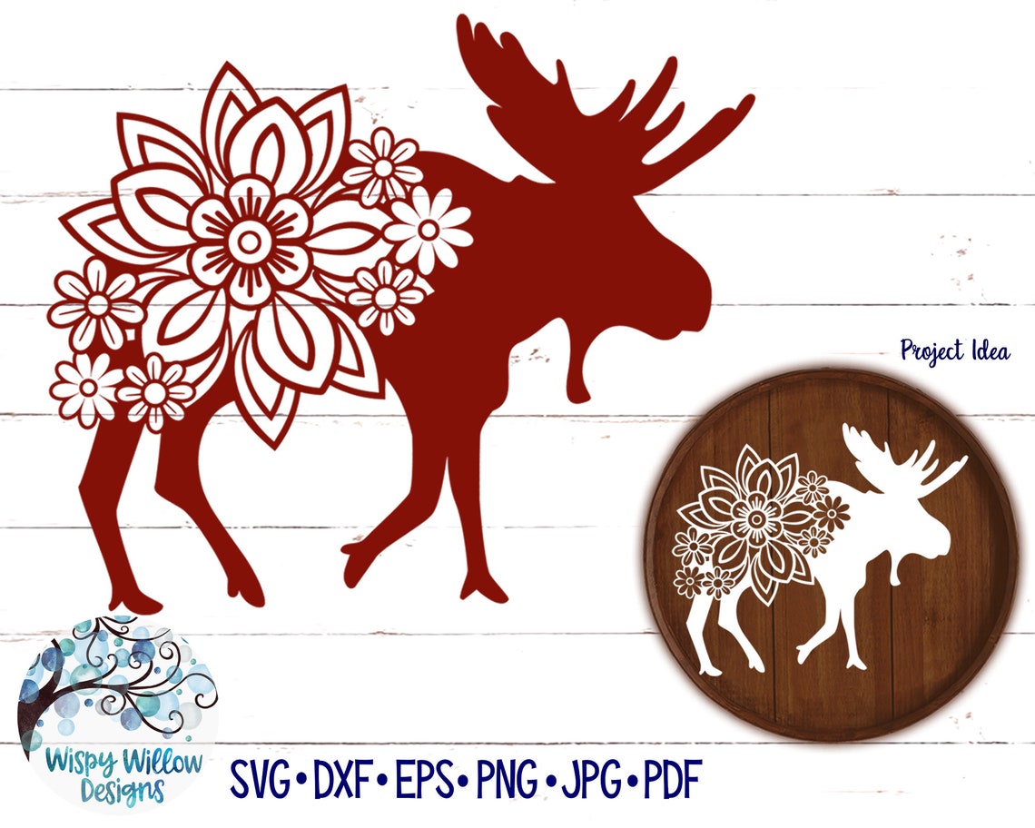 Floral Moose SVG Dxf Moose SVG Winter Svg Elk Moose Png - Etsy
