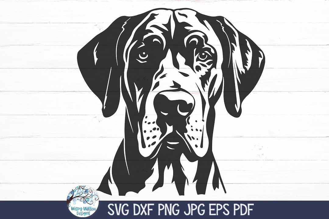 Great Dane SVG, Realistic Dog Face Clipart PNG, Dog Silhouette, Vinyl ...