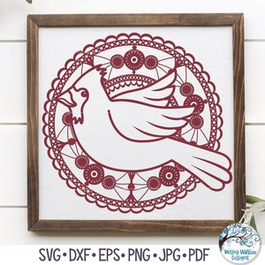 Cardinal Mandala SVG, DXF, Bird Zentangle SVG, Intricate Cardinal Round ...