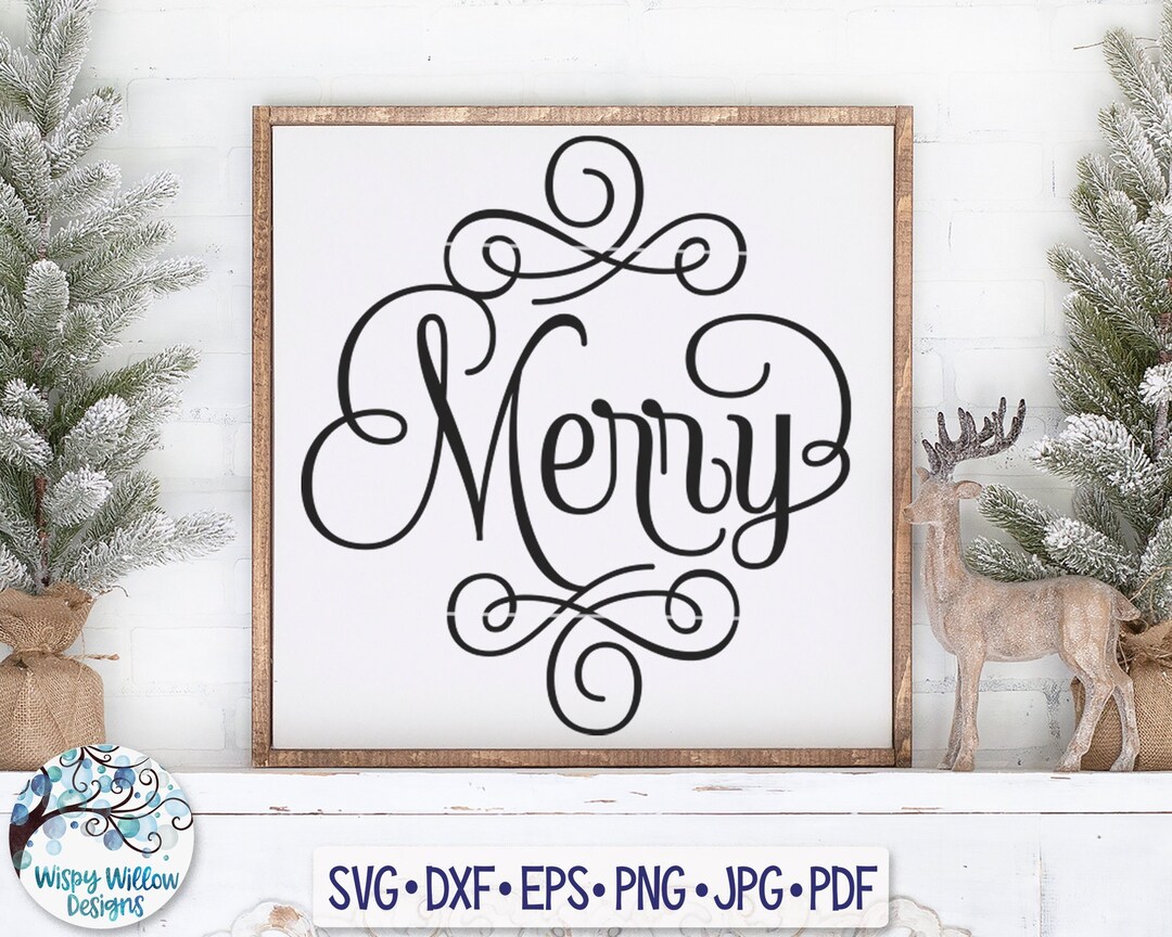 Merry SVG, Christmas Cut File for Cricut, Farmhouse Christmas Sign ...