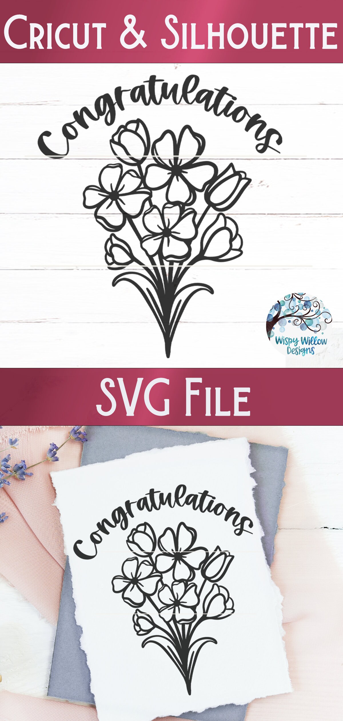 Congratulations Flowers SVG Congratulations SVG | Etsy