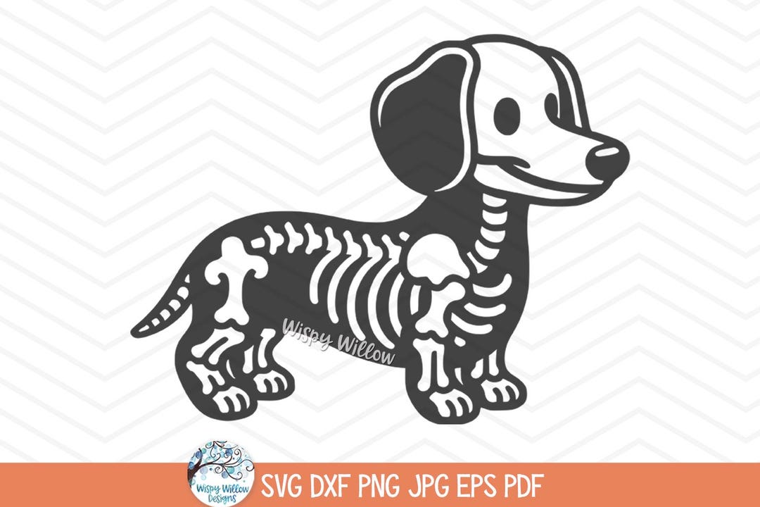 Dachshund Dog Skeleton SVG for Cricut, Pet Animal Skeleton Bones ...