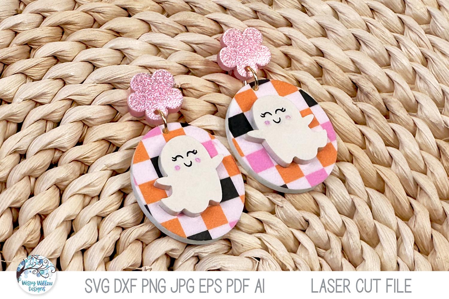 Ghost Earring File SVG for Laser Cutter, Cute Spooky Halloween Layered ...