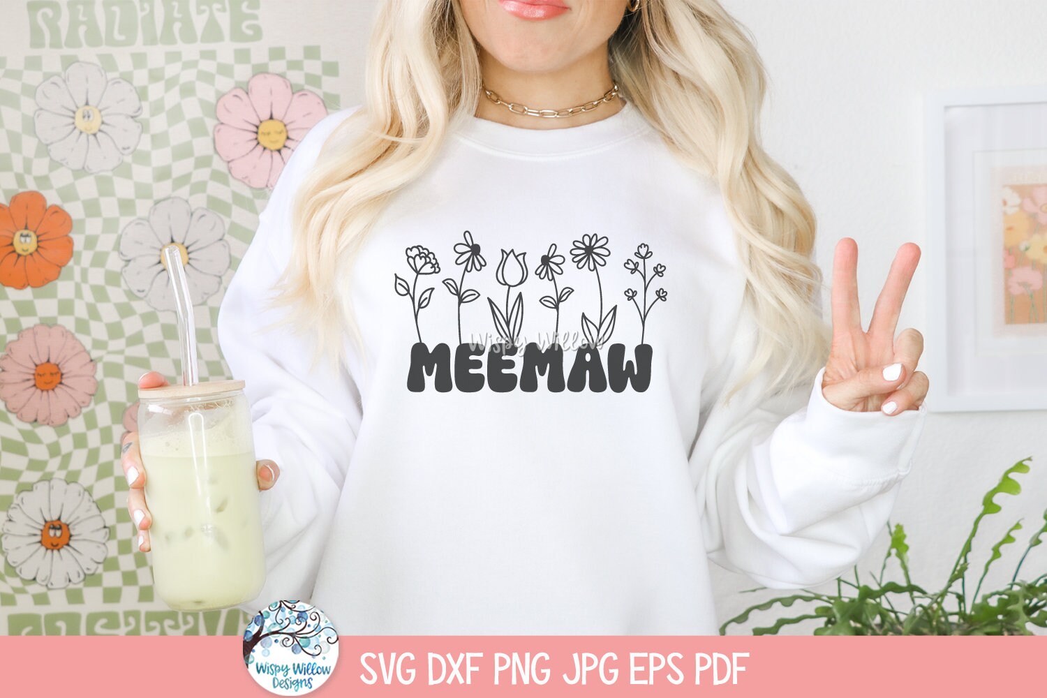 Meemaw SVG for Cricut, Grandma With Flowers Shirt Design PNG ...