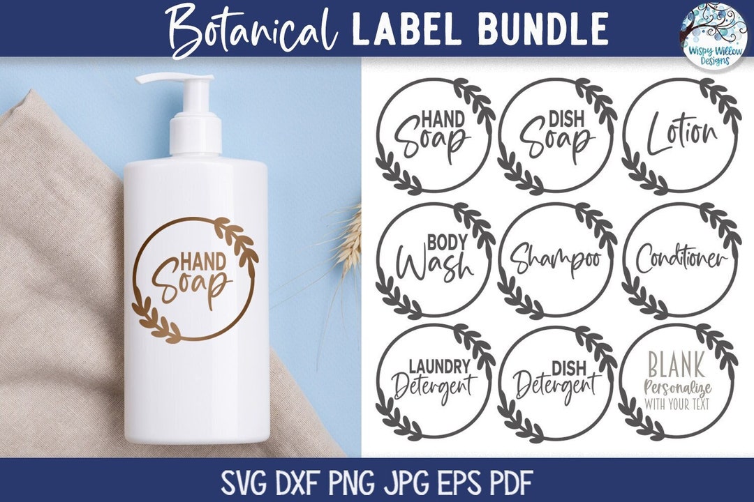Botanical Leaf Soap Label SVG Bundle for Cricut, Kitchen Bath and ...
