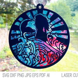 Mermaid Suncatcher SVG for Laser Cutter SVG, Summer Beach Design File ...