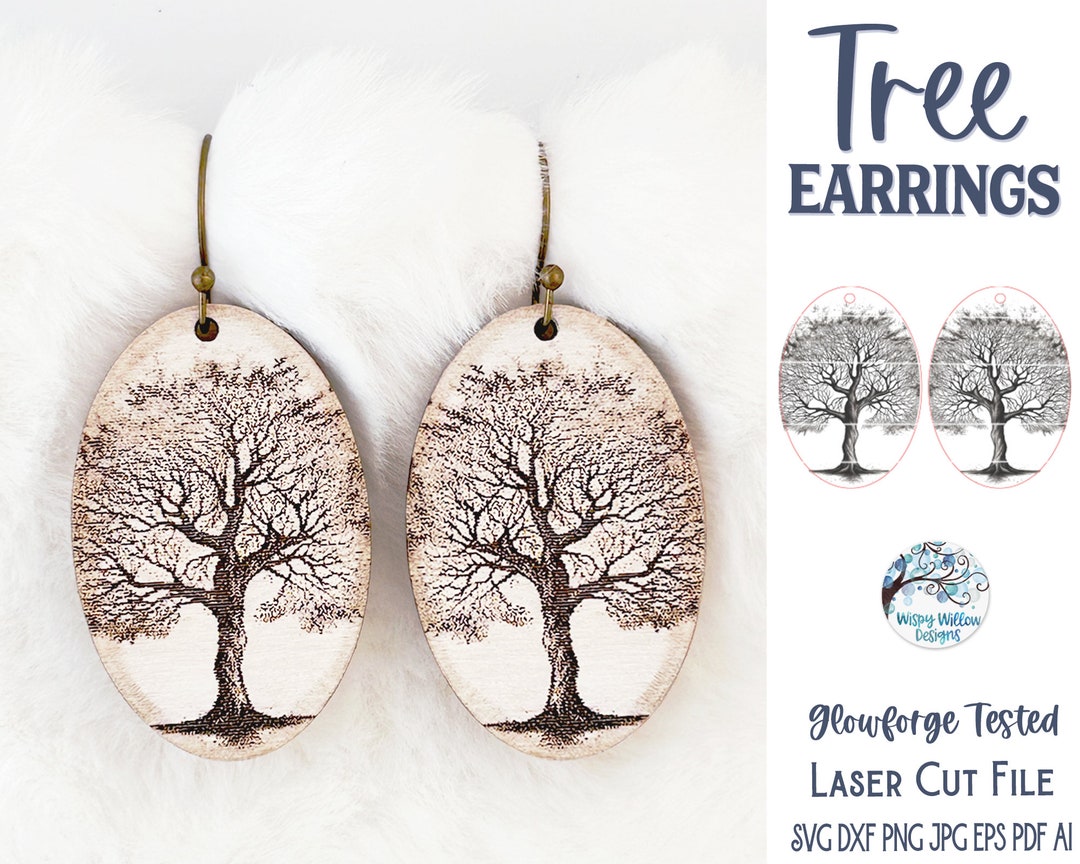 Tree Earring SVG File for Glowforge or Laser Cutter, Nature Engraved ...