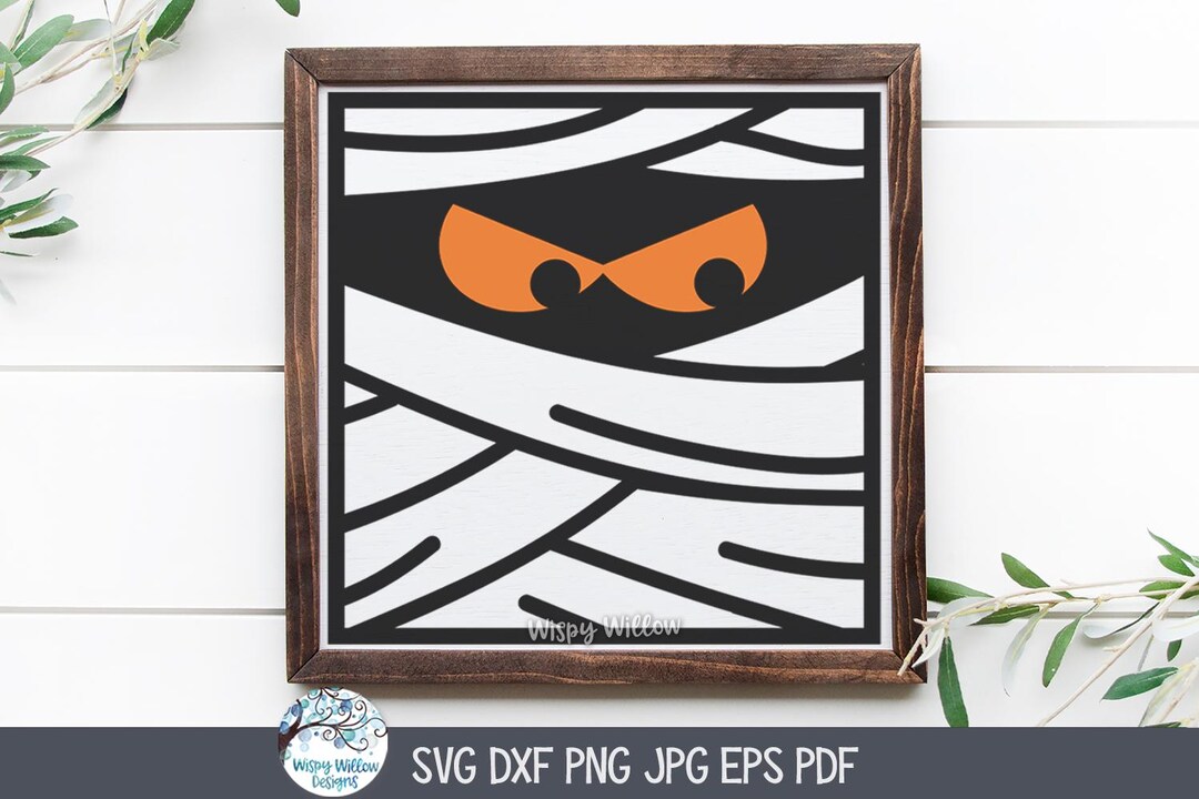 Spooky Mummy Face Sign SVG for Cricut, Scary Halloween Design PNG ...