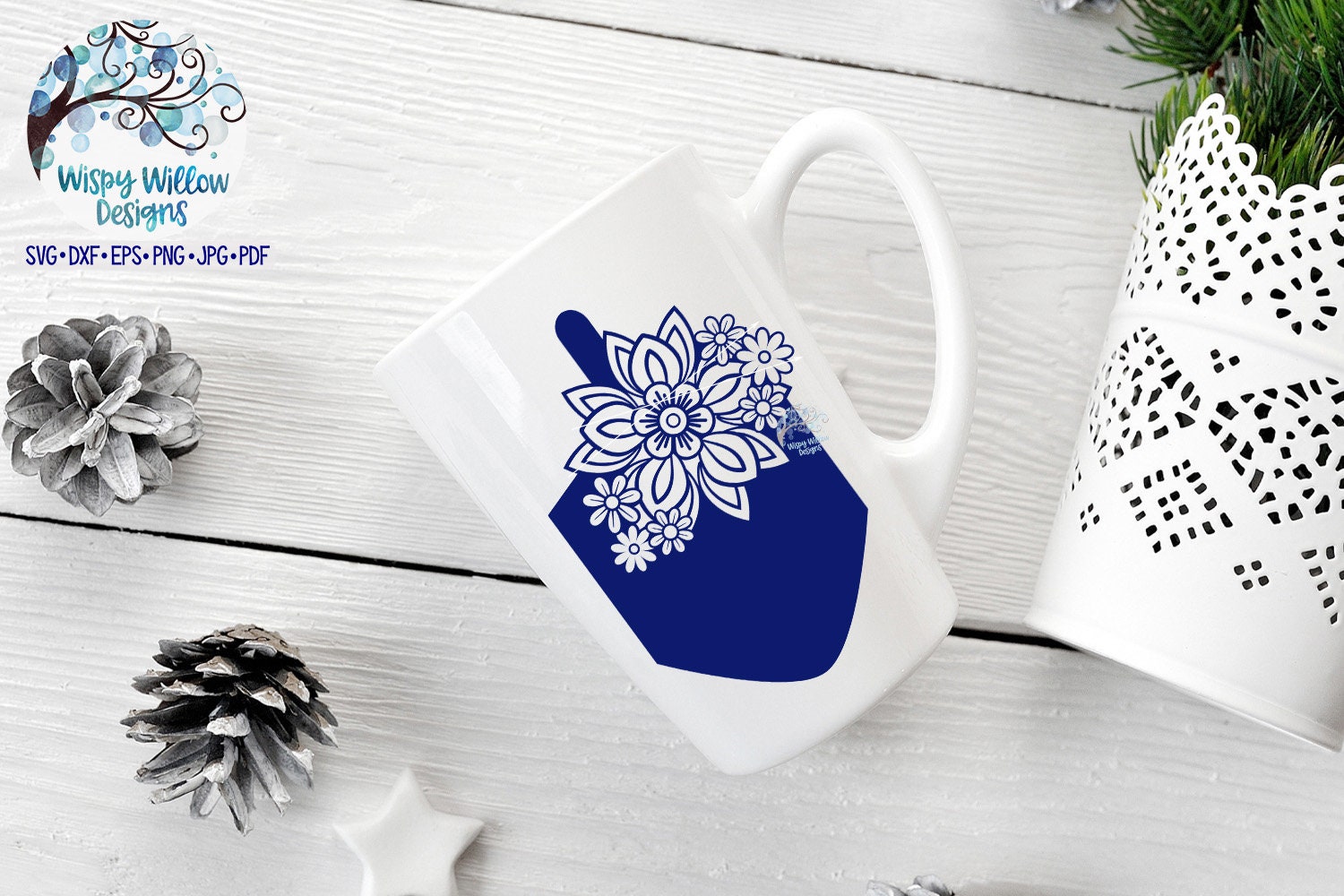 Floral Dreidel SVG Dxf Png Jpg Dreidel With Flowers | Etsy
