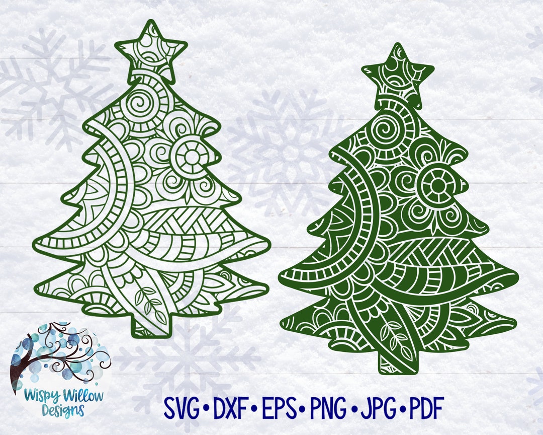 Christmas Tree Mandala SVG, Christmas Mandalas, Zentangle SVG, DXF, Png ...