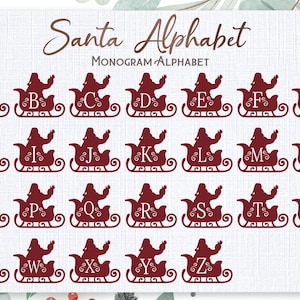 Santa Alphabet SVG Bundle for Cricut, Santa Claus Monogram ...