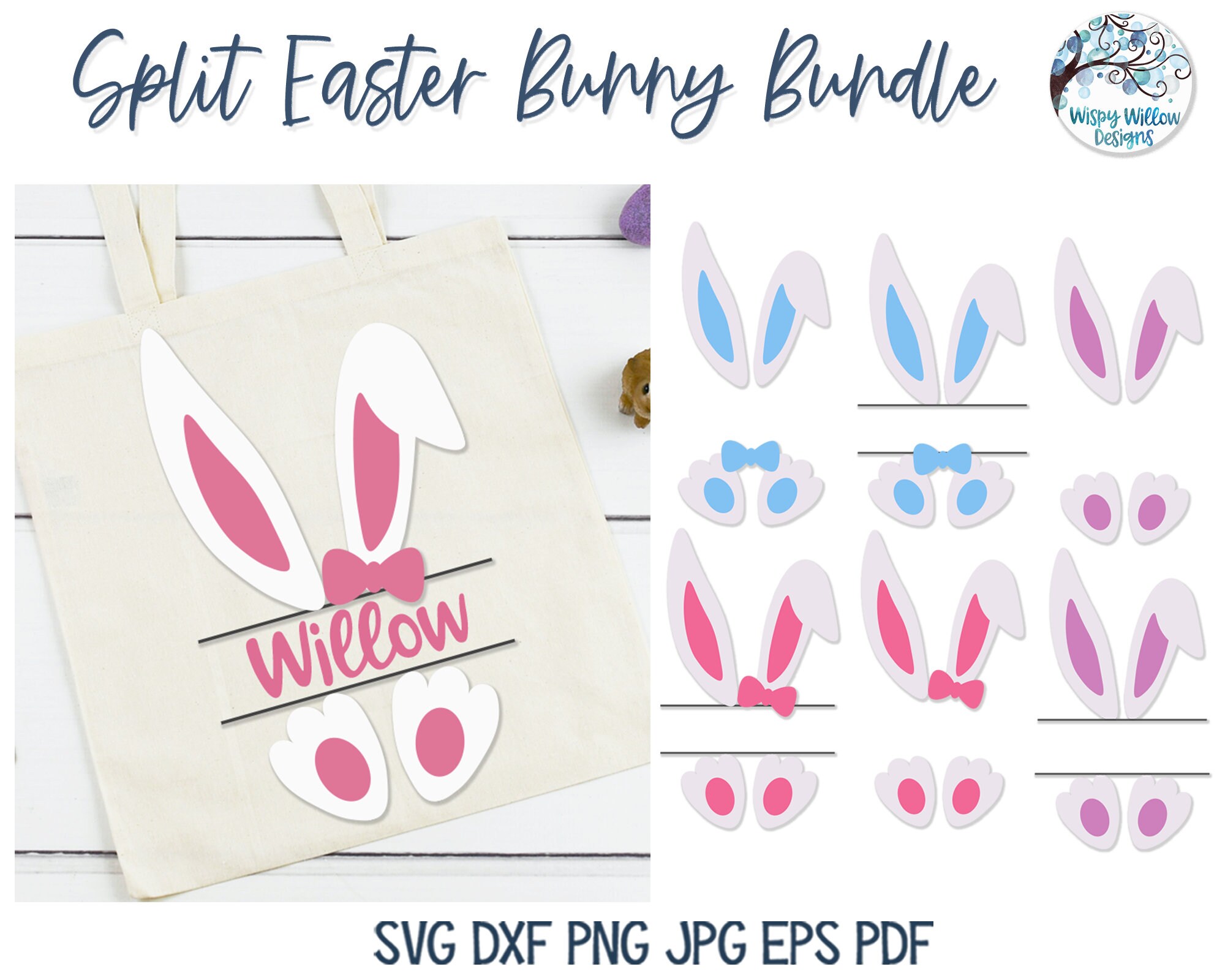 Split Easter Bunny SVG Bundle, Easter Bunny Monogram for Cricut, Easter ...