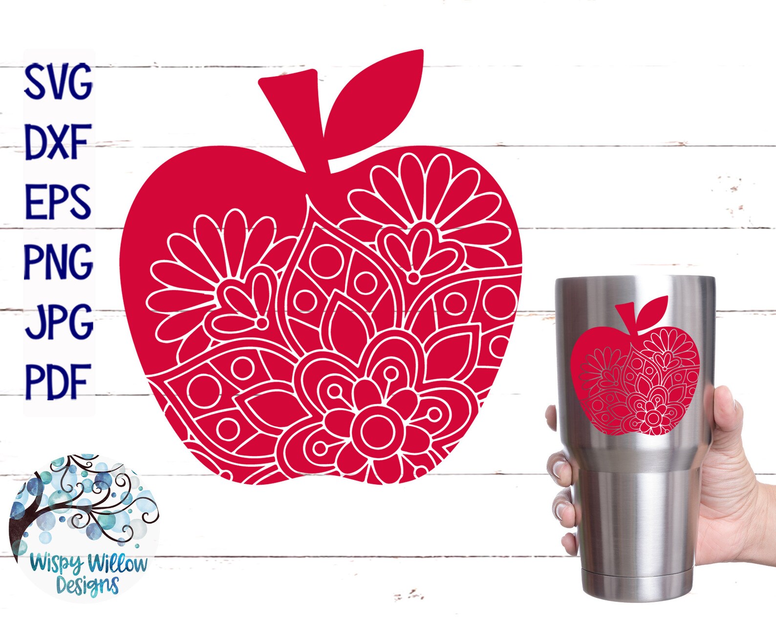 Apple Mandala SVG, Dxf, Png, Jpg, Apple Zentangle SVG, Teacher Svg ...