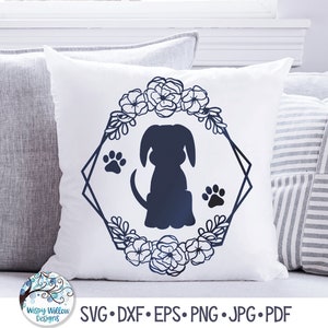 Dog With Flowers SVG, Dog Silhouette With Flowers, Floral Dog Svg, Dog ...