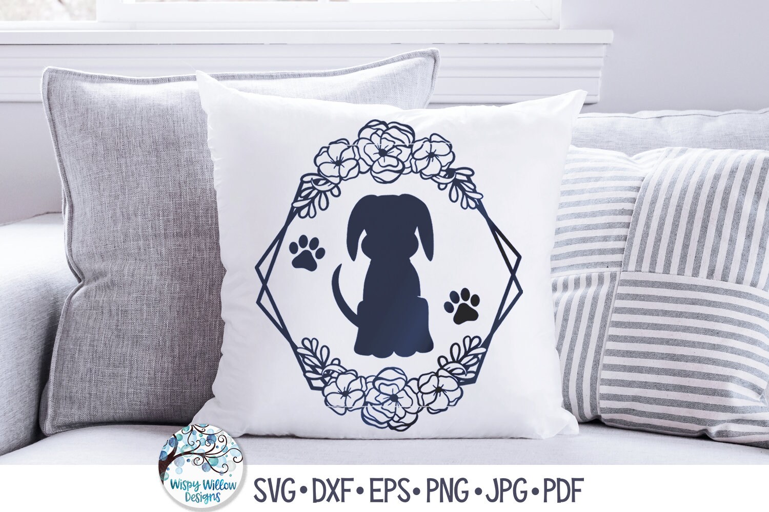 Dog With Flowers SVG Dog Silhouette With Flowers Floral Dog - Etsy