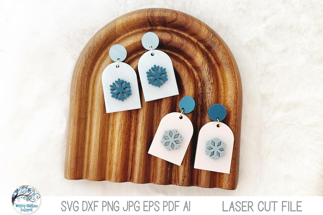 Snowflake Earring File SVG for Glowforge or Laser Cutter, Winter ...