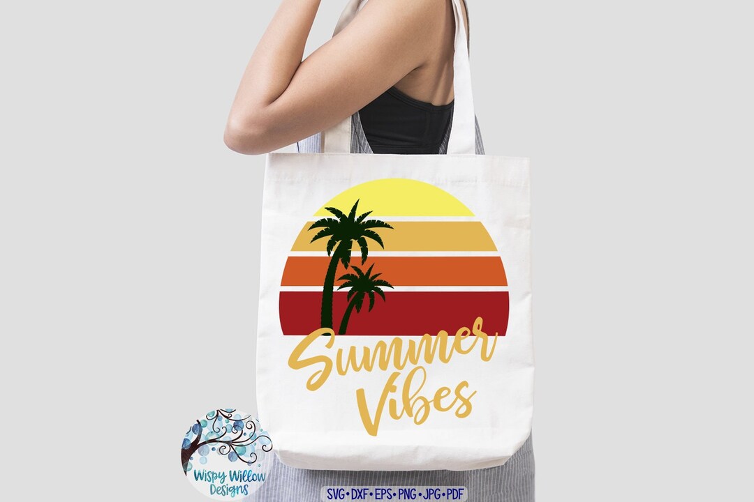 Summer Vibes SVG for Cricut, Tropical Beach SVG, Palm Trees Sunset ...