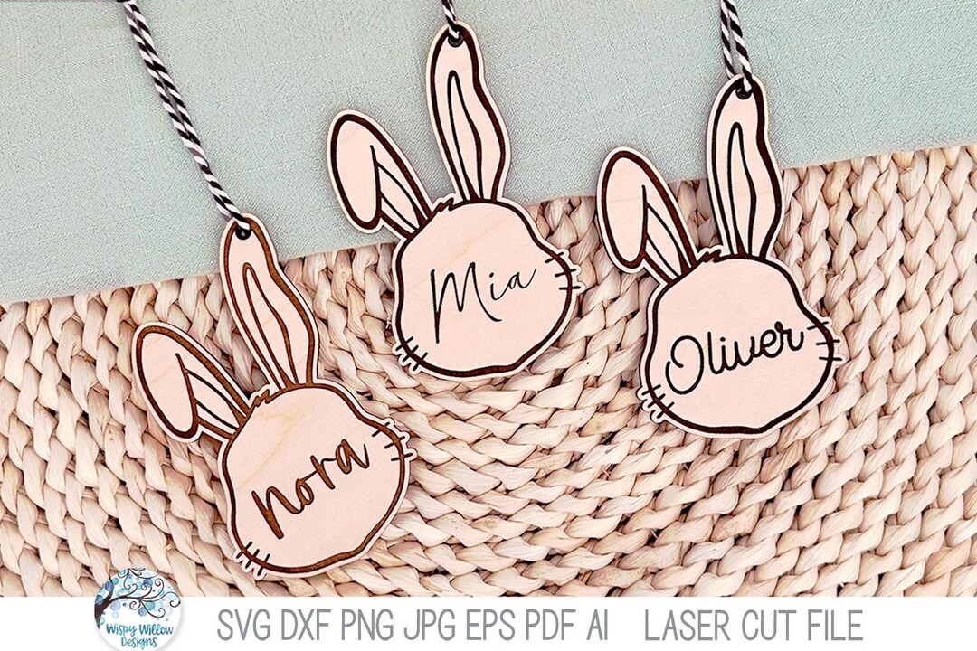 Easter Bunny Tag SVG File for Glowforge or Laser Cutter Personalized ...