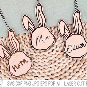 Easter Bunny Tag SVG File for Glowforge or Laser Cutter Personalized ...