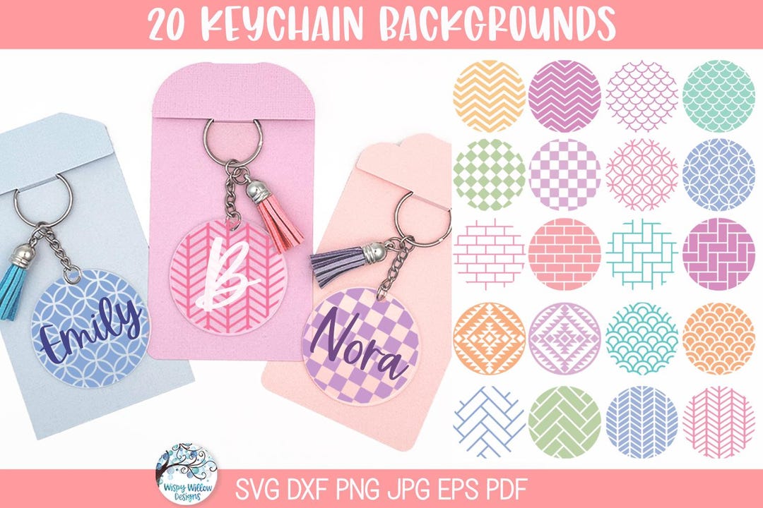 Geometric Keychains SVG Bundle for Cricut, Round Keychain Chevron ...