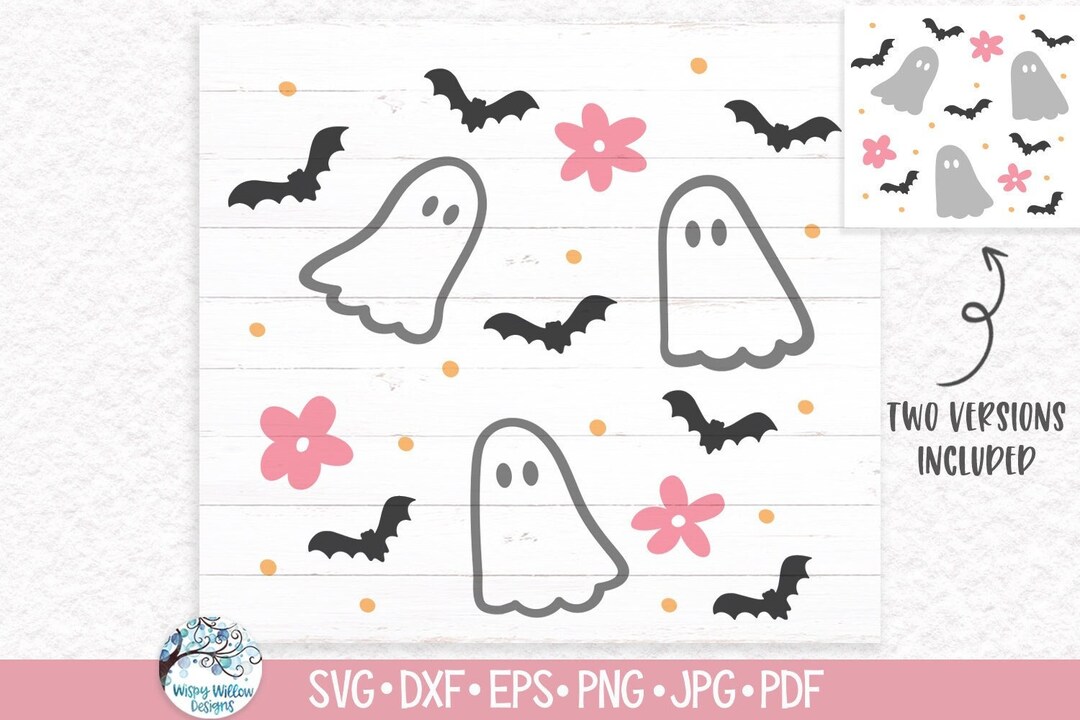 Cute Ghost Pattern SVG for Cricut Retro Halloween Print PNG - Etsy