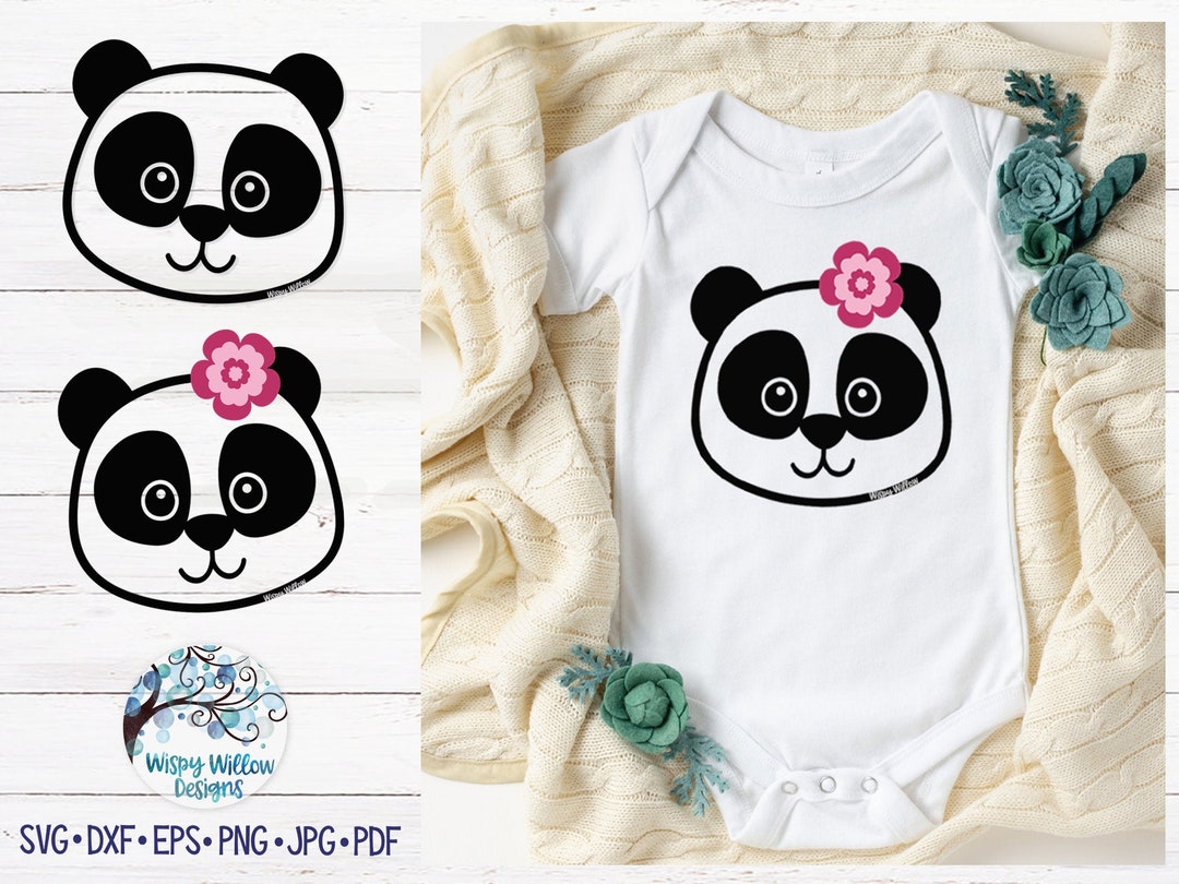 Baby Panda SVG for Cricut, Girl Panda Bear With Flower, Boy Panda Bear ...