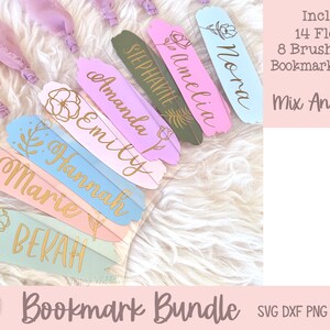 Spring Bookmark SVG Bundle for Cricut, Personalized Floral Bookmark ...