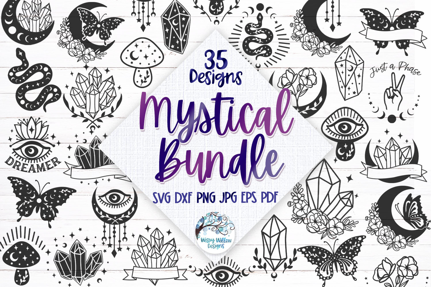 Mystical SVG Bundle, 35 Witchy Magical Cut Files for Cricut, Celestial ...