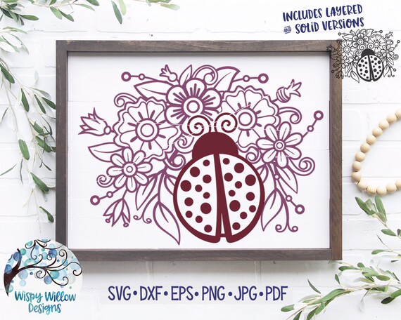 Ladybug and Flower Mandala SVG Png Ladybug SVG Lady Bug - Etsy