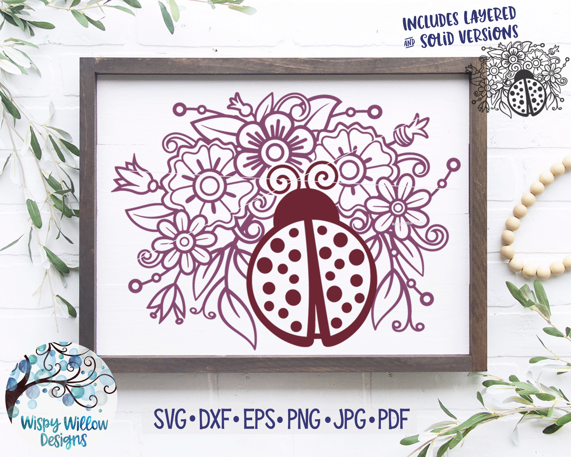 Ladybug and Flower Mandala SVG png Ladybug SVG Lady Bug | Etsy