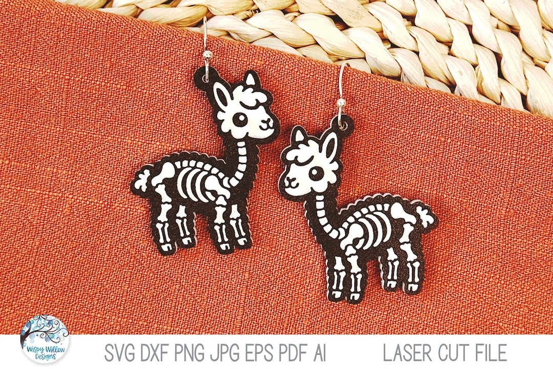 Llama Skeleton Earring SVG File for Laser Cutter, Alpaca Spooky ...