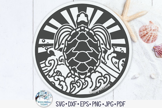 Sea Turtle SVG Beach Animal in Ocean Waves and Sun Swimming - Etsy