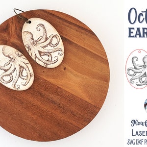 Octopus Earring SVG File for Glowforge or Laser Cutter, Sea Ocean ...
